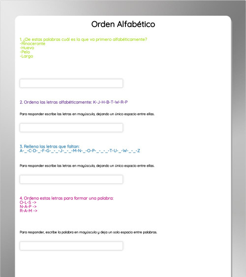 ORDEN ALFABÉTICO. Ficha interactiva | TopWorksheets