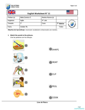 RECIPE VOCABULARY. Ficha interactiva | TopWorksheets