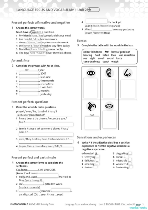 English Plus 3 Lang_Foc_Voc Unit 2. Interactive worksheet | TopWorksheets