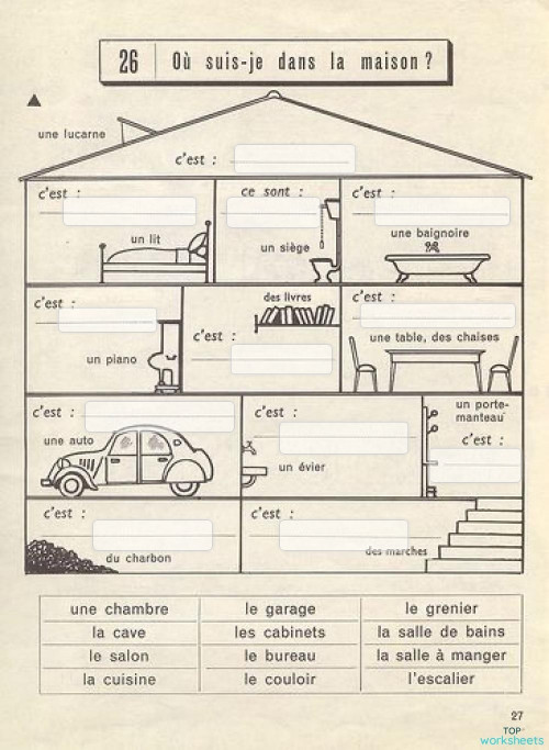 Où je suis dans la maison?. Fiche interactive | TopWorksheets