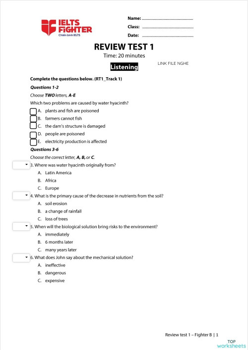 F6-NGL-REVIEW TEST 1. Interactive worksheet | TopWorksheets