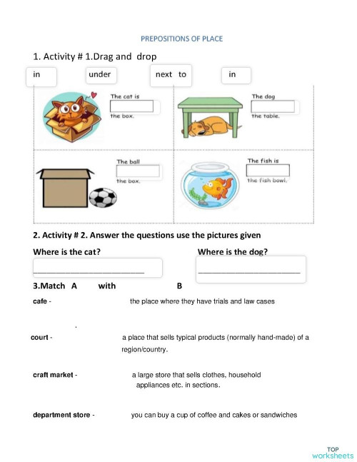 preposition of place. Interactive worksheet | TopWorksheets