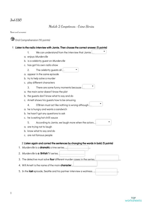 Module 2_Oral comprehension. Interactive worksheet | TopWorksheets