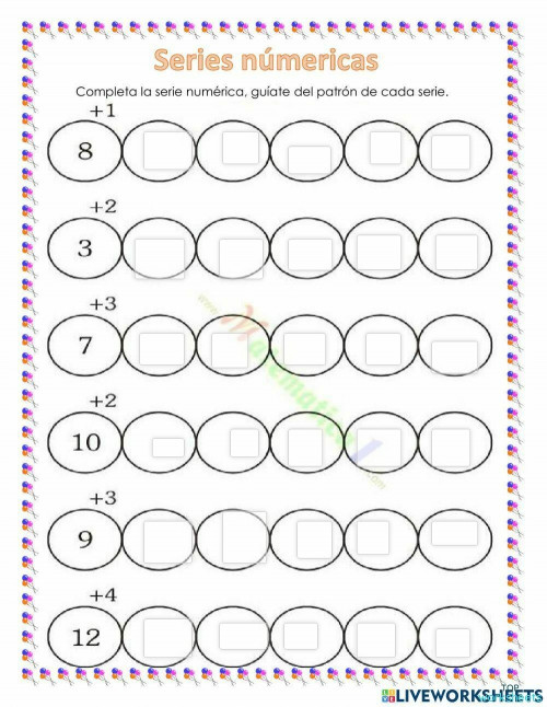 SERIES NUMÉRICAS. Ficha interactiva | TopWorksheets