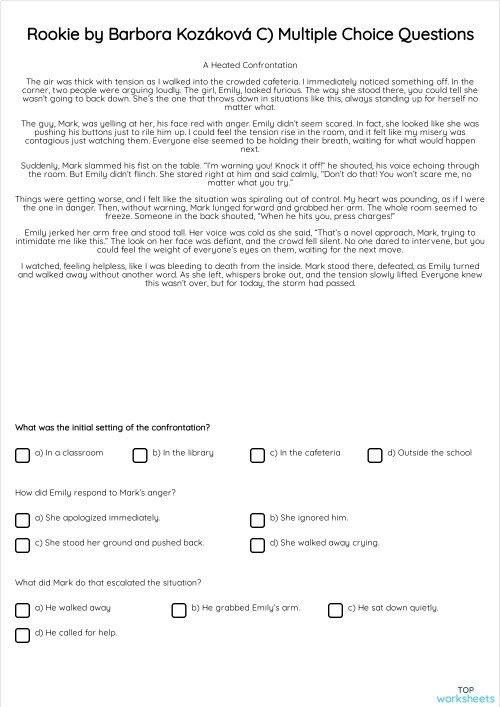 Rookie by Barbora Kozáková C) Multiple Choice Questions. Interactive ...