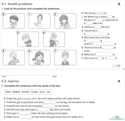 GG3 U5. Health problems | Vocab. Interactive worksheet | TopWorksheets