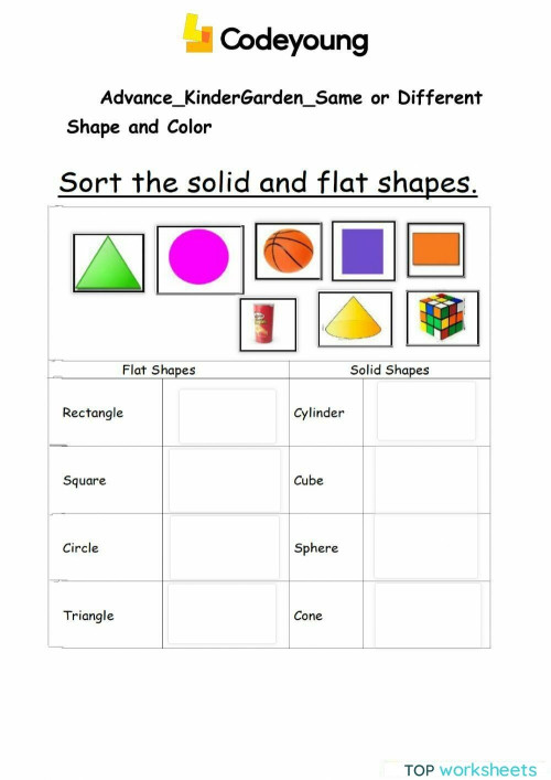 Shape and color interactive. Interactive worksheet | TopWorksheets