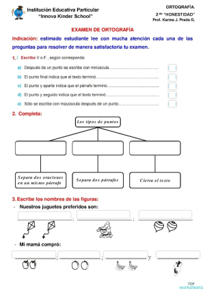 Prueba De Ortografía Imprimible Gratis EJERCITANDO LA ORTOGRAFÍA Y
