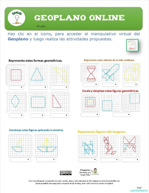Geoplano online 01. Ficha interactiva | TopWorksheets