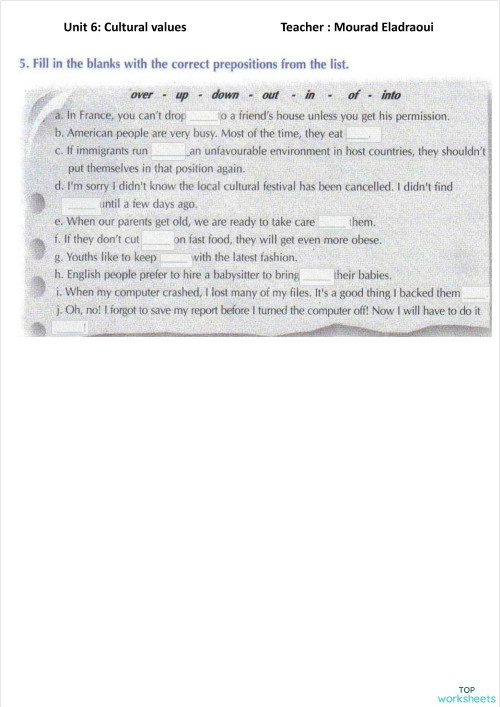 phrasal verb 3. Interactive worksheet | TopWorksheets