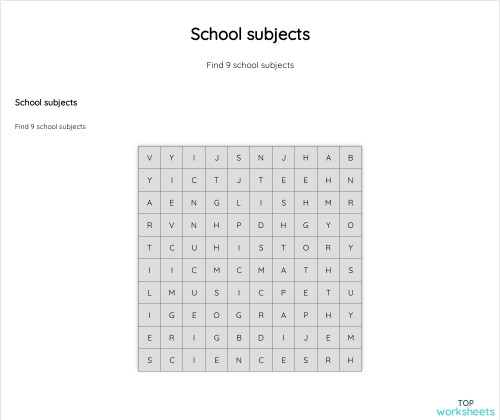 School Subjects Interactive Worksheet Topworksheets