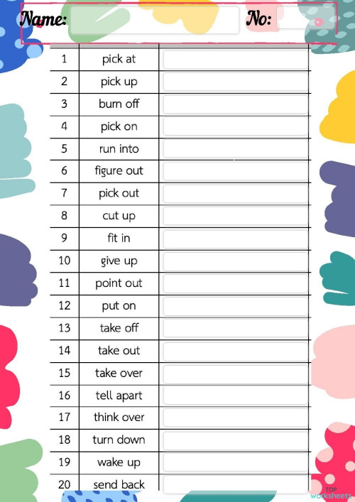 Phrasal Verb Test. Interactive worksheet | TopWorksheets