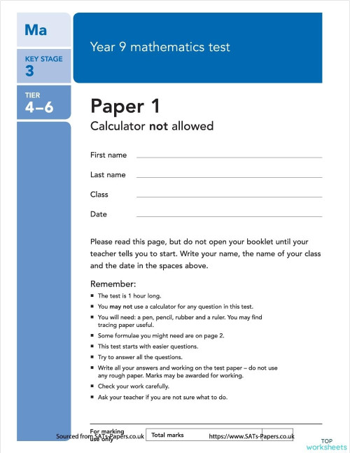 year-9-optional-2011-mathematics-level-4-6-paper-1-part-2. Interactive ...