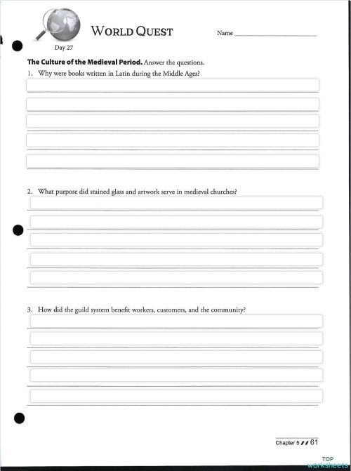 Chapter 5: World Quest Pg 61-62. Interactive worksheet | TopWorksheets