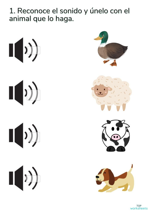 Sonidos de animales. Ficha interactiva | TopWorksheets