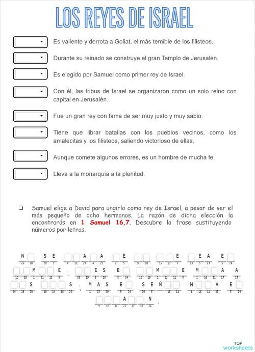 LOS REYES DE ISRAEL. Ficha interactiva | TopWorksheets