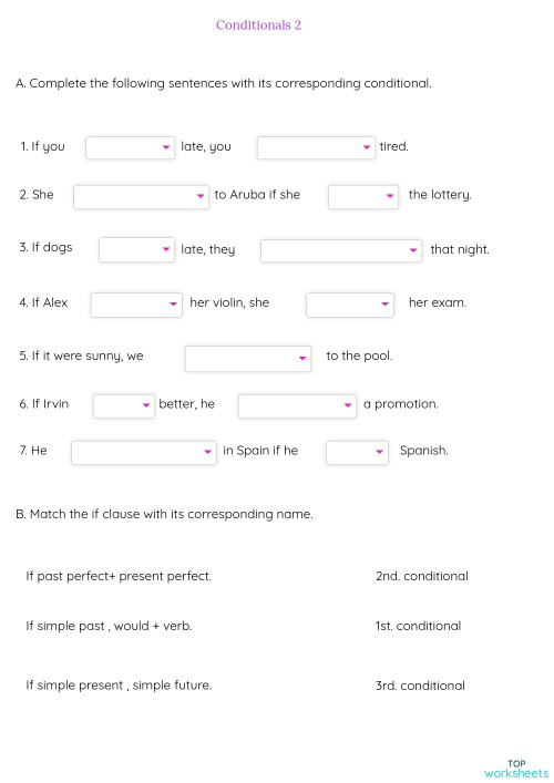 Conditionals 2. Interactive worksheet | TopWorksheets