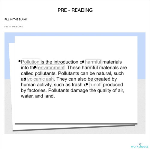 PRE - READING. Interactive worksheet | TopWorksheets