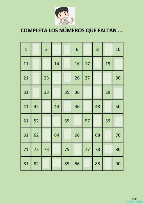 numhasta 89. Ficha interactiva | TopWorksheets