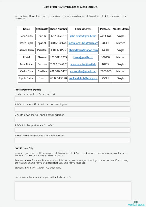 Case Study. Interactive worksheet | TopWorksheets