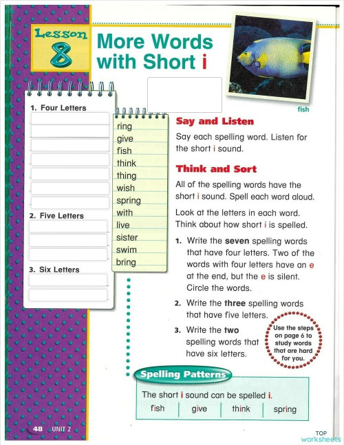 Spelling Lesson 8 Interactive Worksheet Topworksheets
