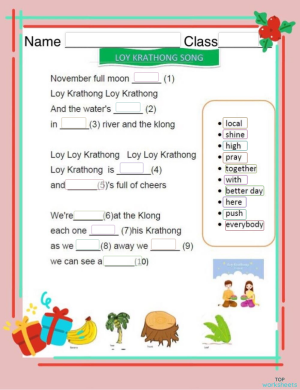 Loy Krathong Song P.4-6. Interactive worksheet | TopWorksheets