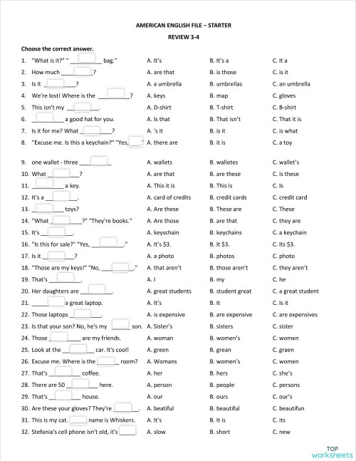 AEF Starter - Review 34. Interactive worksheet | TopWorksheets