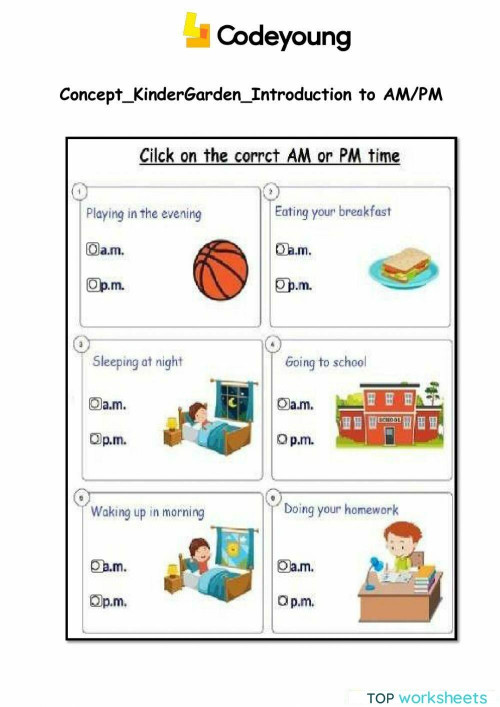 Time-Am Pm. Interactive worksheet | TopWorksheets