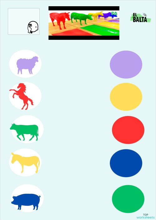 COLORS I ANIMALS DE LA GRANJA. Fitxa interactiva | TopWorksheets
