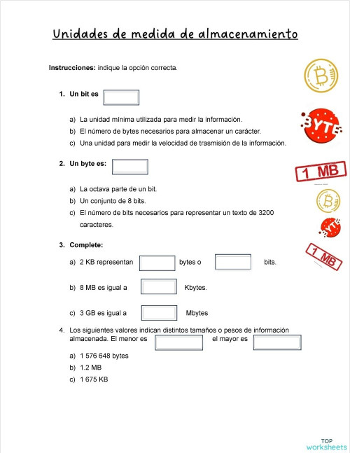 Unidades de medida #2. Ficha interactiva | TopWorksheets
