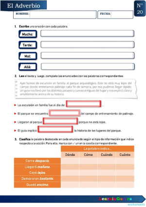 Adverbios - Ficha 20. Ficha interactiva | TopWorksheets