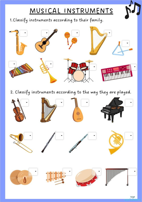 Musical instruments: interactive worksheets and online exercises ...