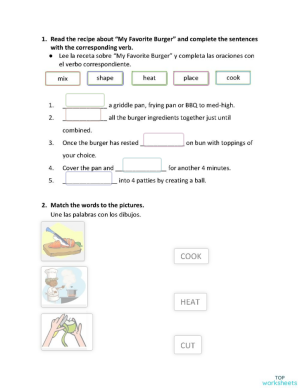 Recipe vocabulary. Ficha interactiva | TopWorksheets