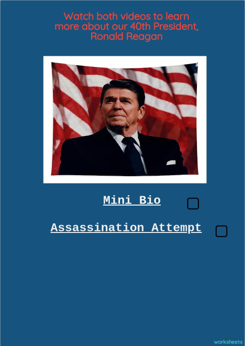 Ronald Reagan. Interactive worksheet | TopWorksheets