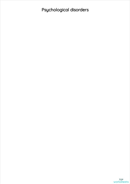 Psychological disorders. Interactive worksheet | TopWorksheets