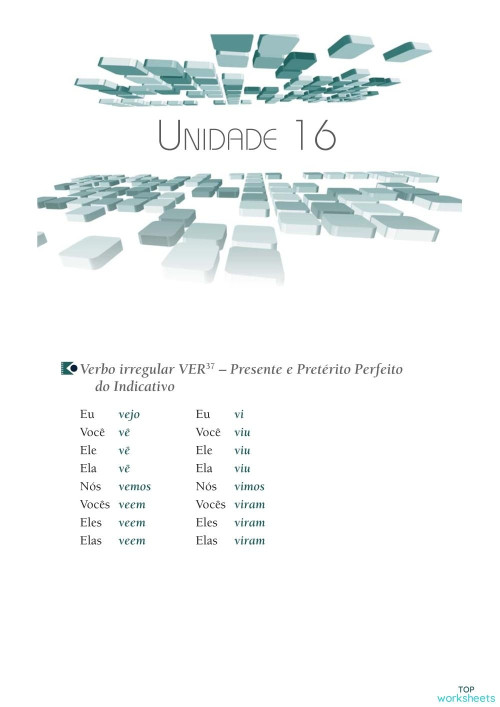 Verbo_VER_Presente_e_Passado. Ficha interativa | TopWorksheets