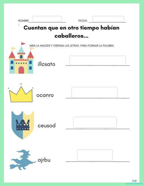 ORDENA LAS PALABRAS. Ficha interactiva | TopWorksheets