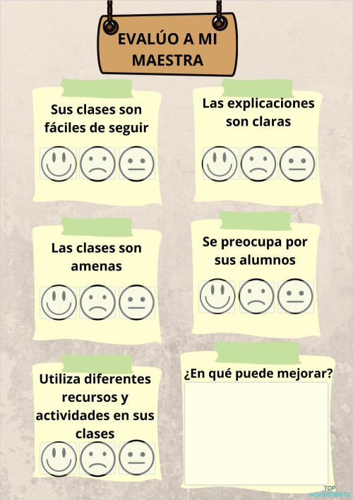 Evalúo a mi maestra. Ficha interactiva | TopWorksheets