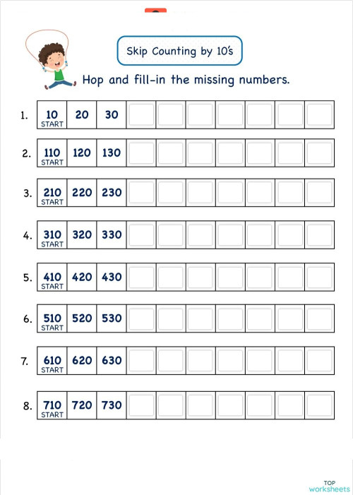 M_G02M02L9_WE02_Skip Count by 10. Interactive worksheet | TopWorksheets
