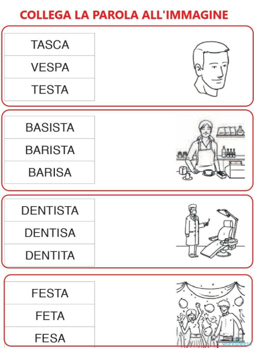 Schede interattive ed esercizi online in italiano | TopWorksheets