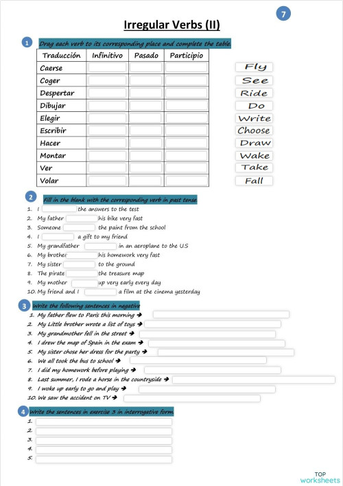 Irregular Verbs (II). Interactive worksheet | TopWorksheets