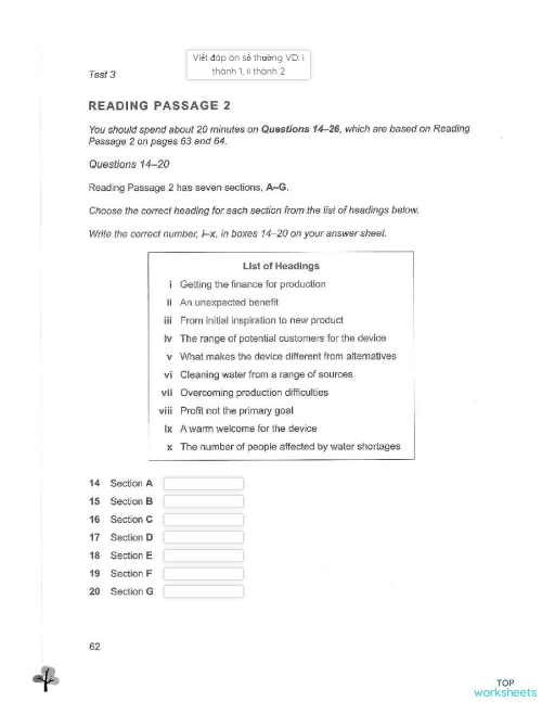 F - Lesson 19 - Reading Matching Headings. Interactive worksheet ...