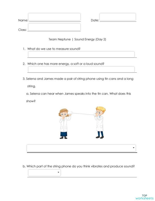 Team Neptune | Sound Energy (Day 2). Interactive worksheet | TopWorksheets