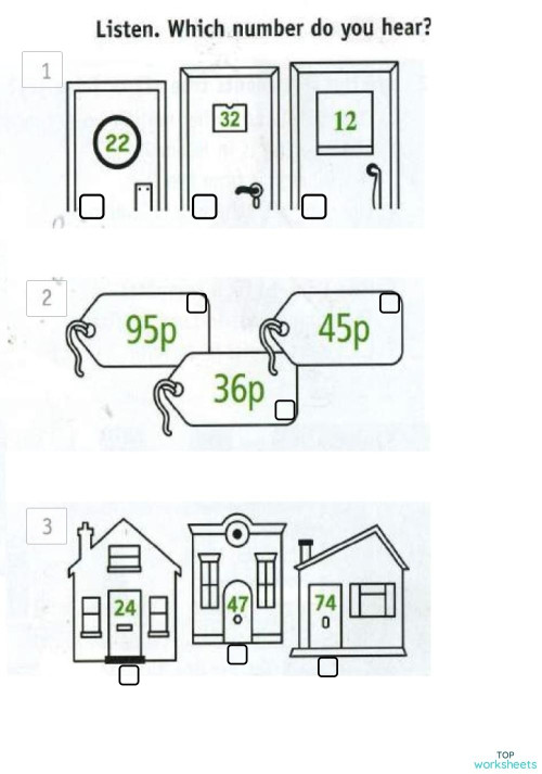 learn to listen numbers. Interactive worksheet | TopWorksheets