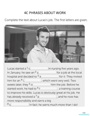 4C PHRASES ABOUT WORK. Interactive worksheet | TopWorksheets