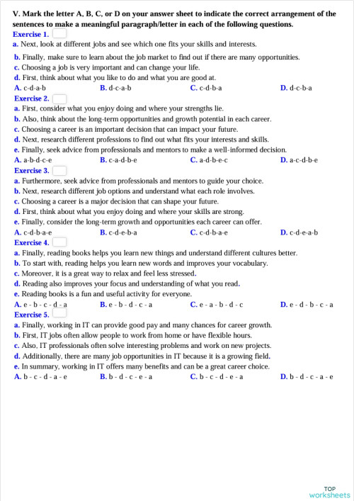 PRACTICE UNIT 12.1: CAREER CHOICES. Interactive worksheet | TopWorksheets