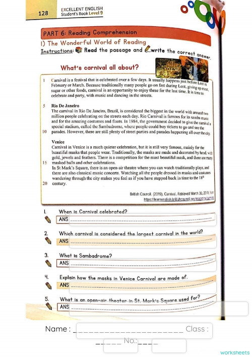 Reading comprehension: interactive worksheets and online exercises ...