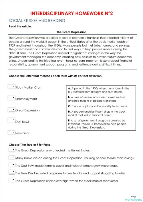 Homework (Fifth Graders). Interactive worksheet | TopWorksheets