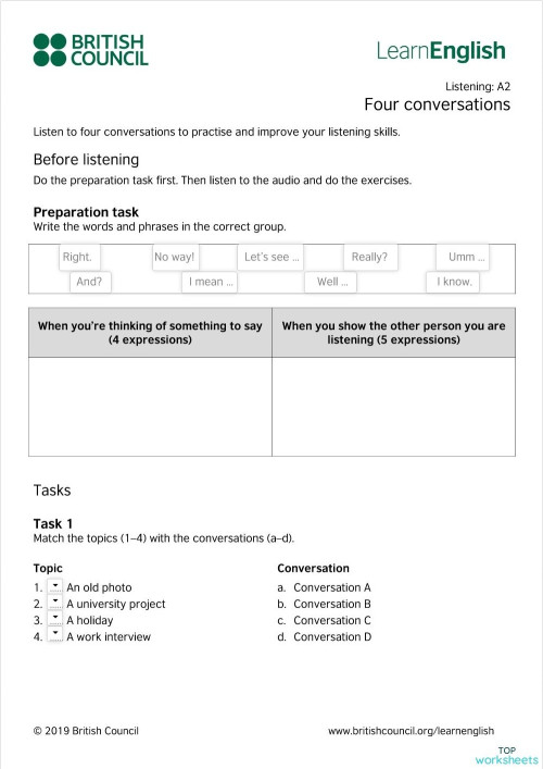 Speaking: interactive worksheets and online exercises | TopWorksheets