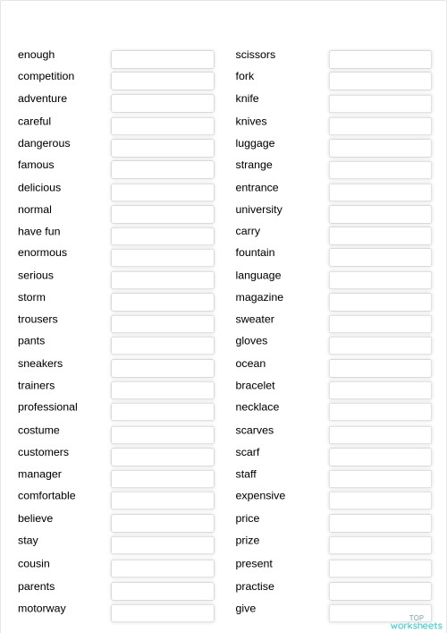 Vocabulary: interactive worksheets and online exercises | TopWorksheets